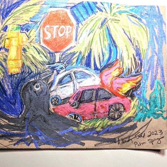 Wendy Gell Àrt | Art | Wendy Gellrtdrawing Crow Watching Car With ...